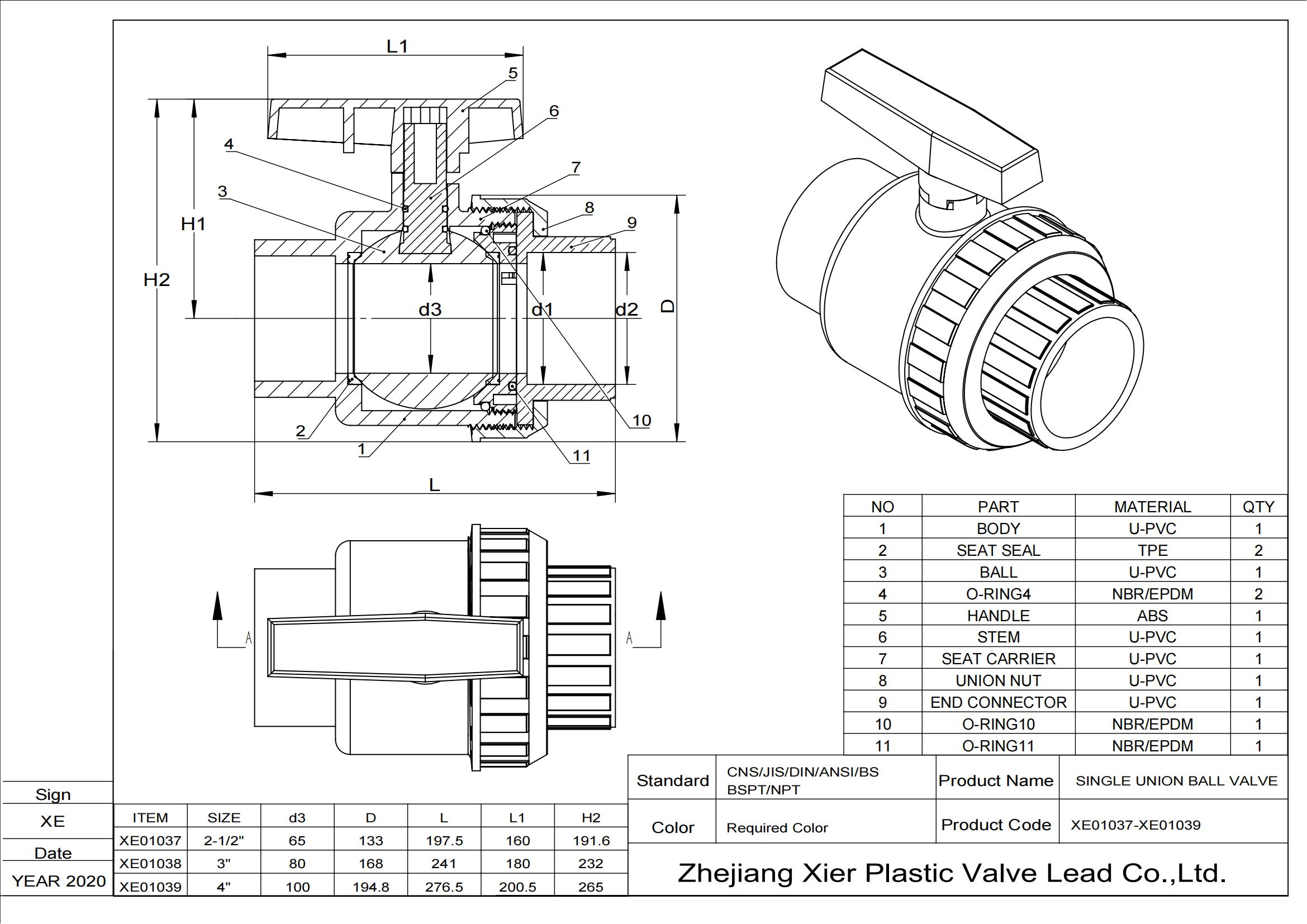 China Plastic UPVC SINGLE UNION BALL VALVE Manufacturers,Factory